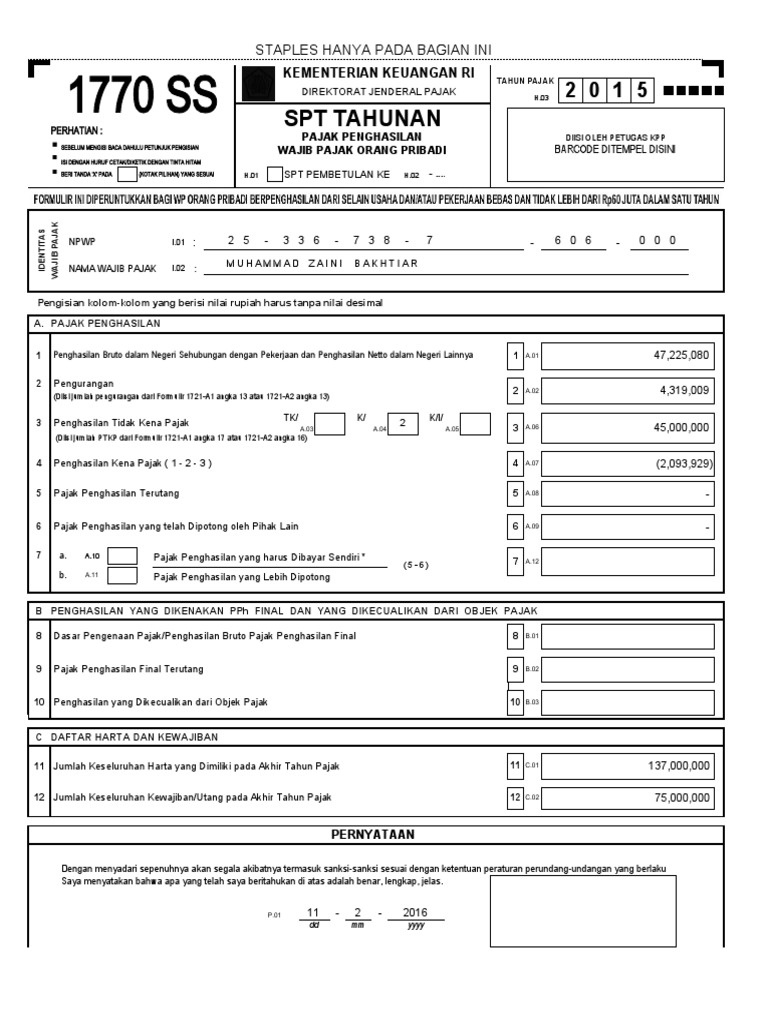 Formulir SPT 1770 SS (Version 1) | PDF