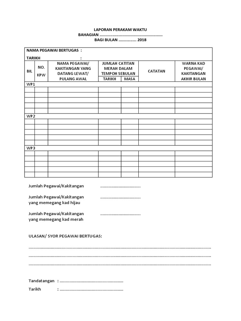 Borang Punch Kad | PDF