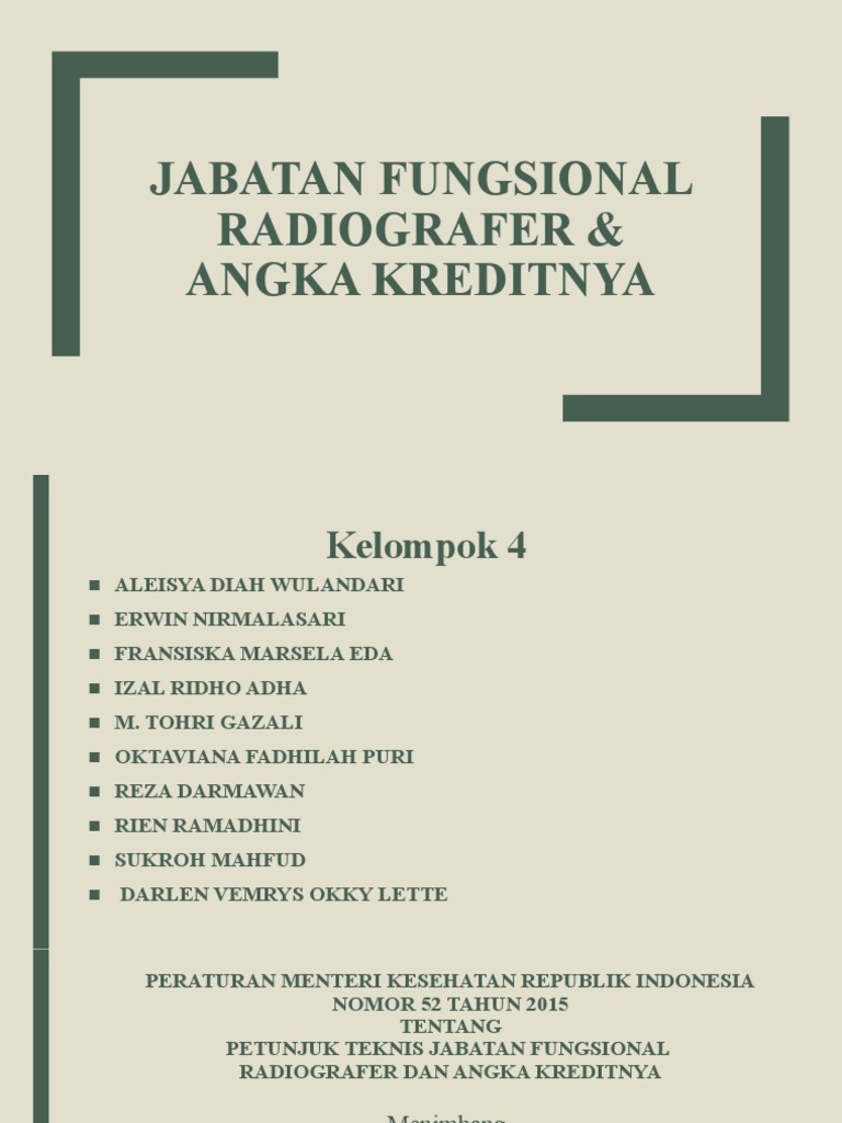 Jabatan Fungsional Radiografer & Angka Kreditnya | PDF