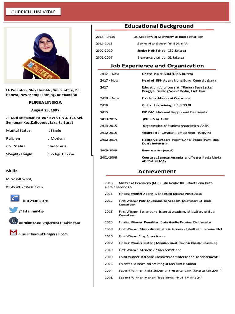 Educational Background: Curriculum Vitae | PDF