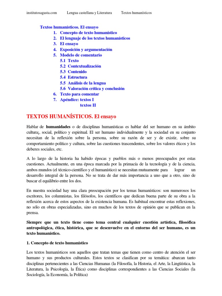 Textos Humanísticos y Ensayo | PDF | Ensayos | Palabra