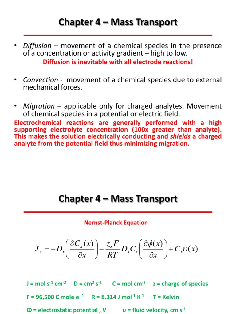 Chapter 4 - Mass Transport | PDF | Diffusion | Physical Sciences