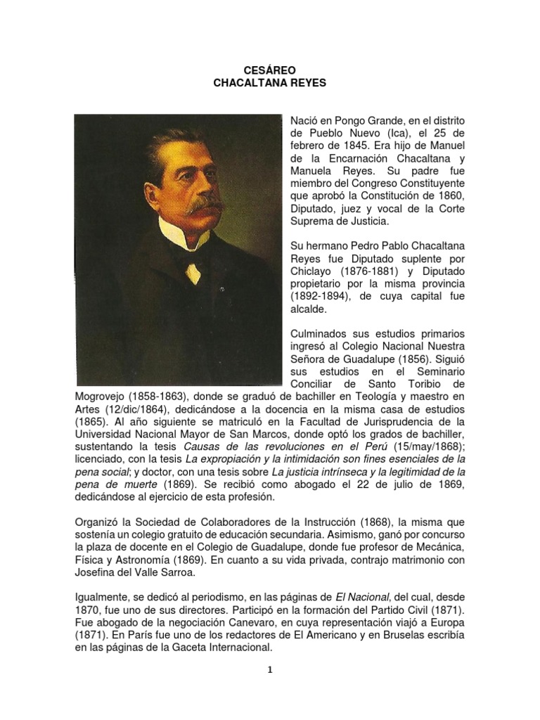 Biografia de Cesareo Chacaltana | PDF | Elecciones | Gobierno