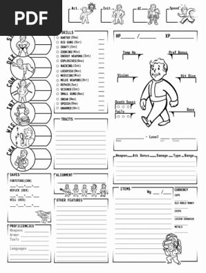 Fallout 5e Character Sheet Character Sheet, Character Sheet, 56% OFF