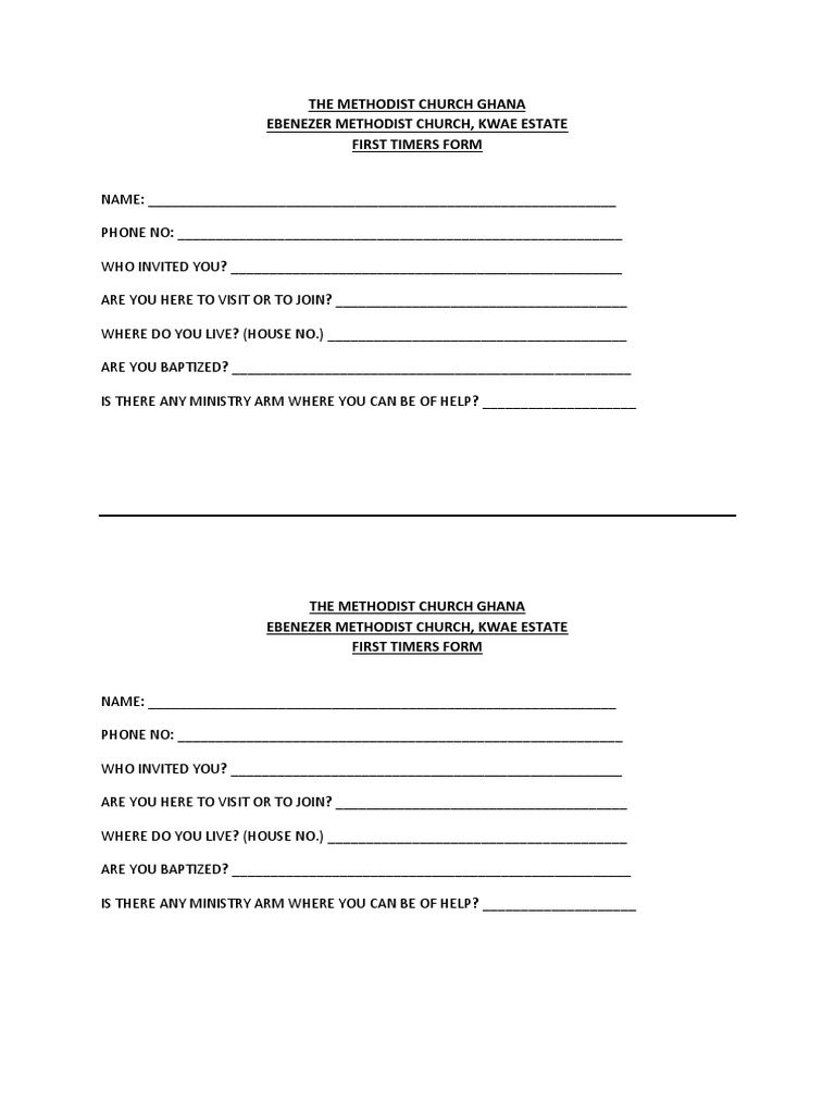 First Timers Form | PDF