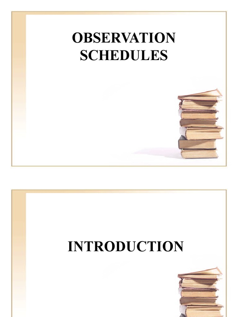 Observation Schedules | PDF | Observation | Data
