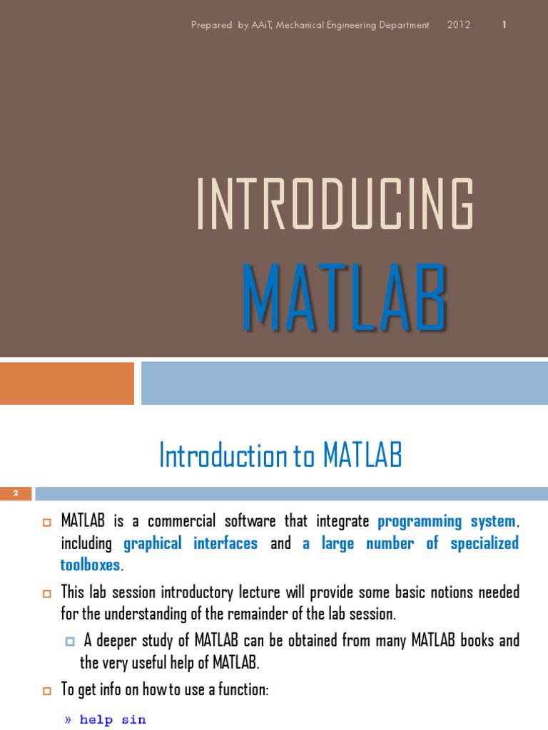 Introducing MATLAB | PDF | Eigenvalues And Eigenvectors | Matrix ...