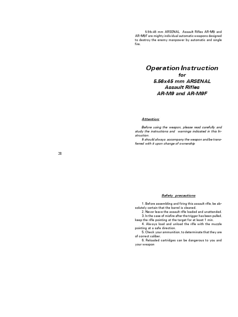 AR-M9 and AR-M9F Assault Rifle Manual | PDF | Rifle | Gun Barrel