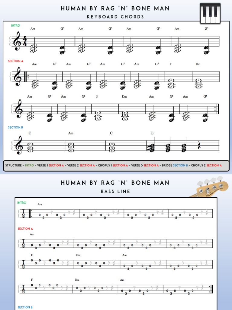 Human Chords and Lyrics Guide | PDF | Song Structure | Oral Literature