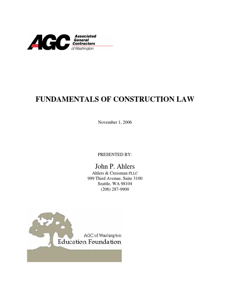 Fundamentals of Construction Law | PDF | Construction Bidding | General ...