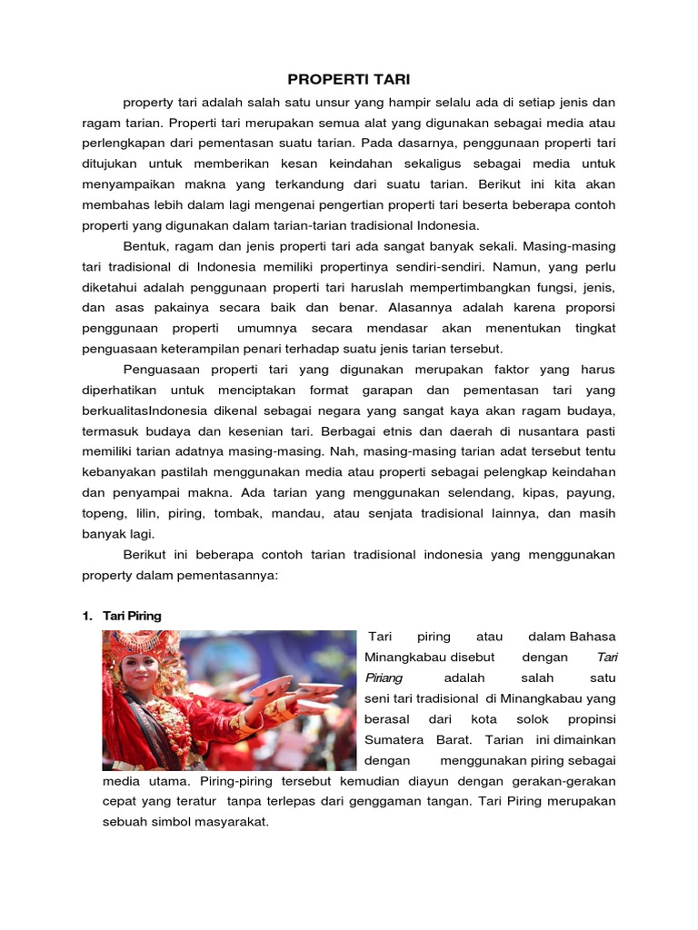 Jenis dan Fungsi Properti Tari Tradisional | PDF | Seni