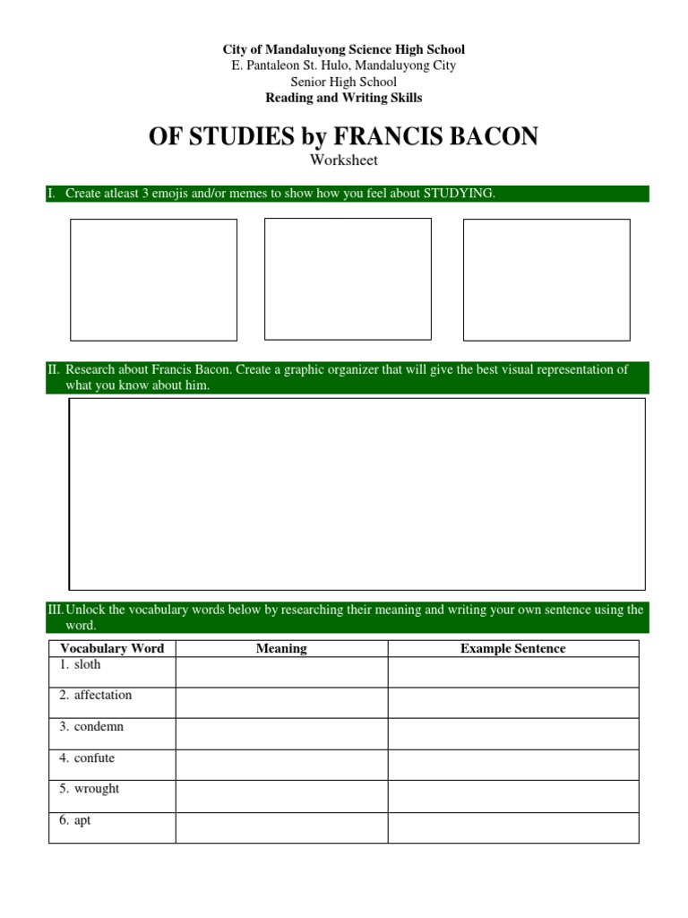 Of Studies Worksheet | PDF | Justification | Epistemology