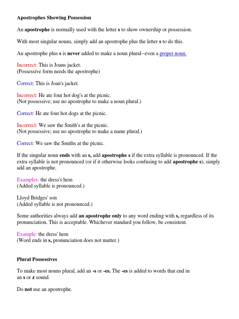 A Comprehensive Guide to Apostrophe Usage | PDF | Grammatical Number | Syntactic Relationships