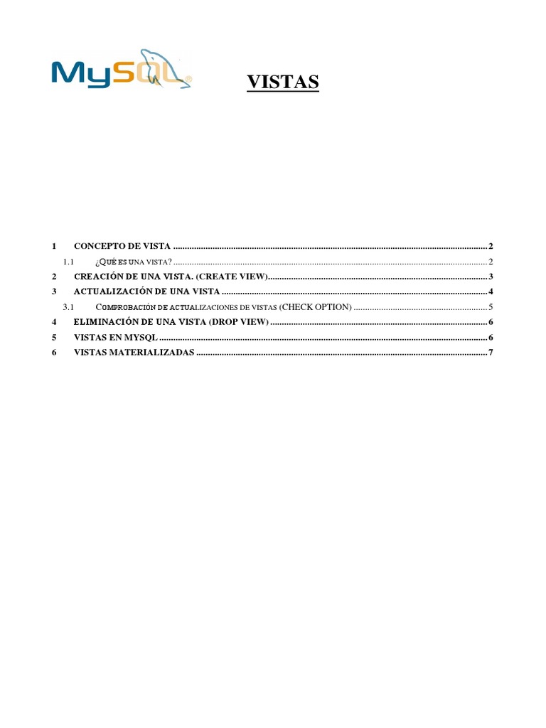 Gestión de Vistas en MySQL | PDF | Tabla (base de datos) | Bases de datos