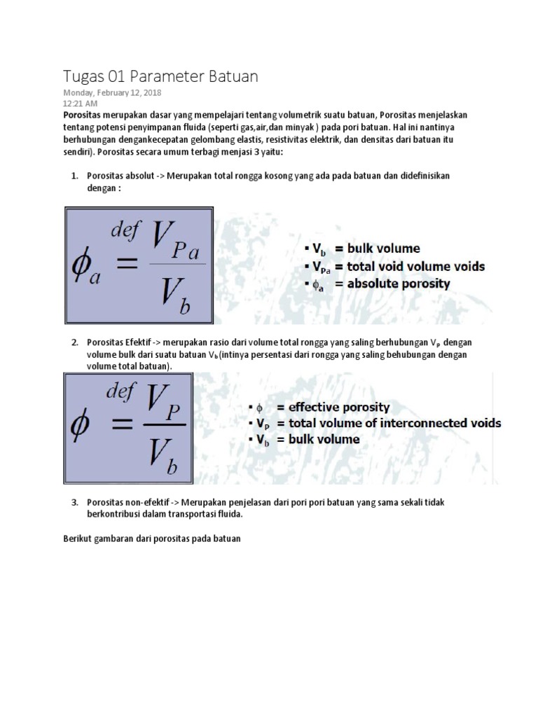 Tugas 01 Darrian 03411540000055 Parameter Fisika Batuan | PDF