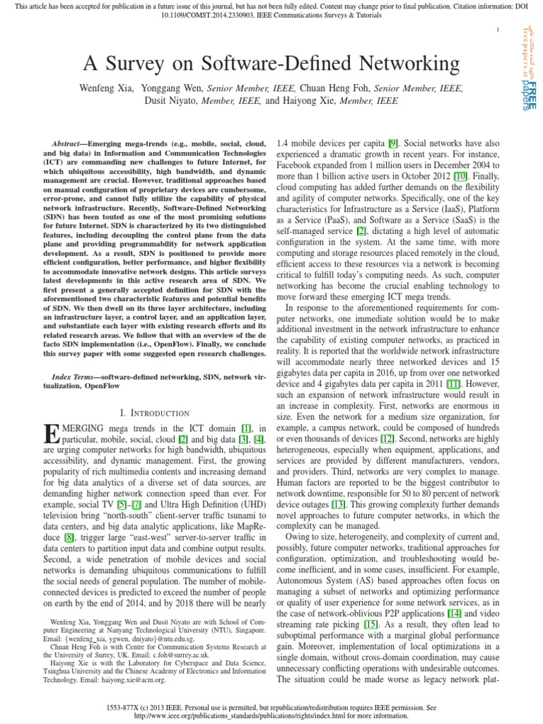 A Survey On Software-Defined Networking | PDF | Network Switch | Computer Network