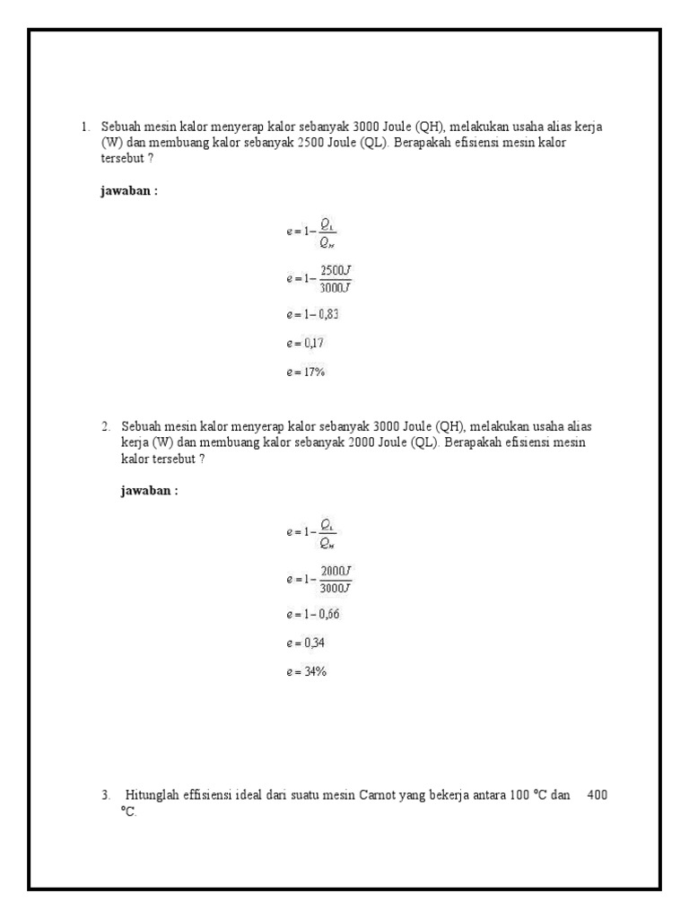 Soal Siklus Karnot 2 Termo | PDF | Metode & Bahan Ajar | Sains & Matematika