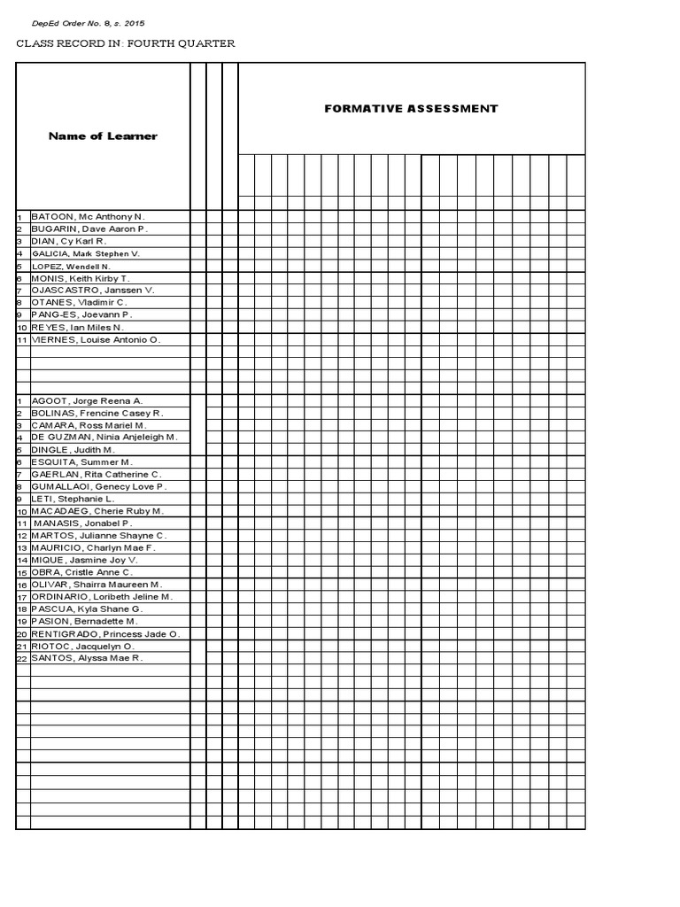 DepEd Class Record Template 2015 | PDF | Travel