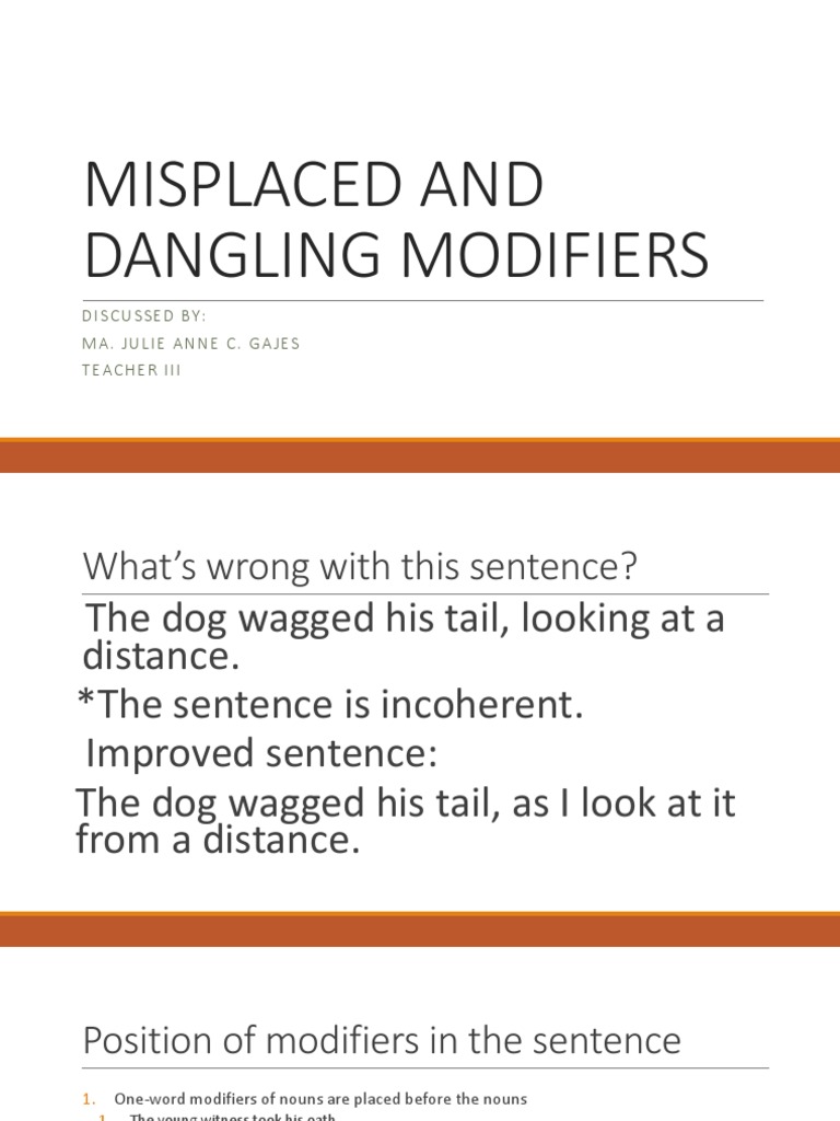 Misplaced and Dangling Modifiers | PDF | Adverb | Sentence (Linguistics)