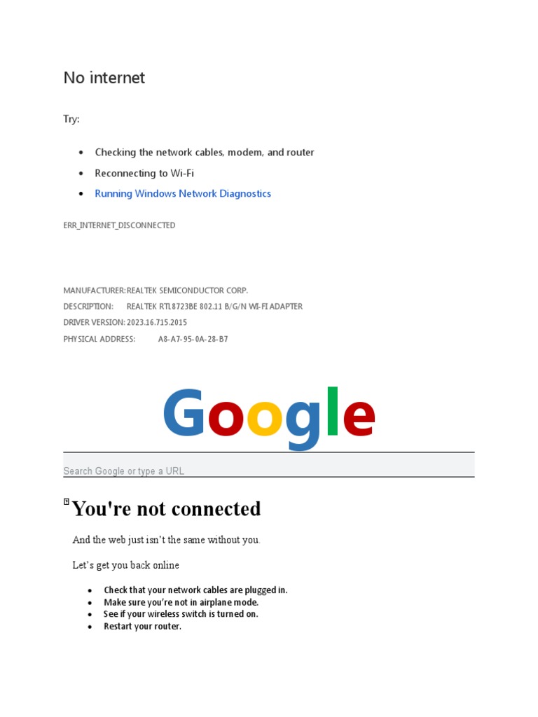 You're Not Connected: No Internet | PDF | Computers
