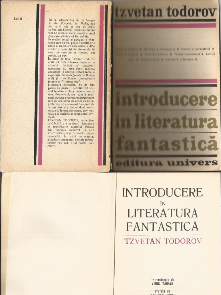 Introducere in Literatura Fantastica Tzvetan Todorov PDF | PDF
