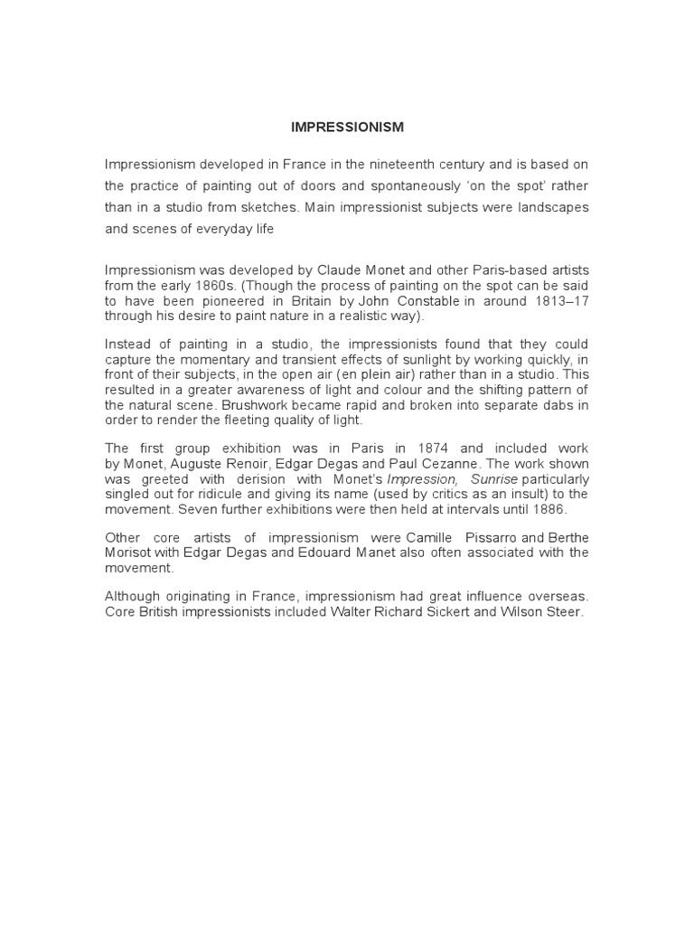 Claude Monet John Constable: Impressionism | PDF | Art