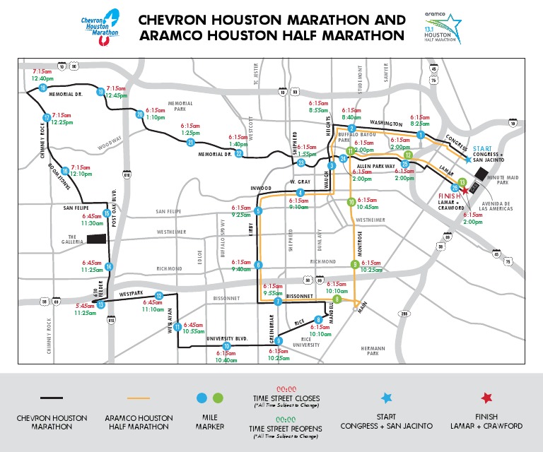 Houston Marathon Route and Schedule | PDF