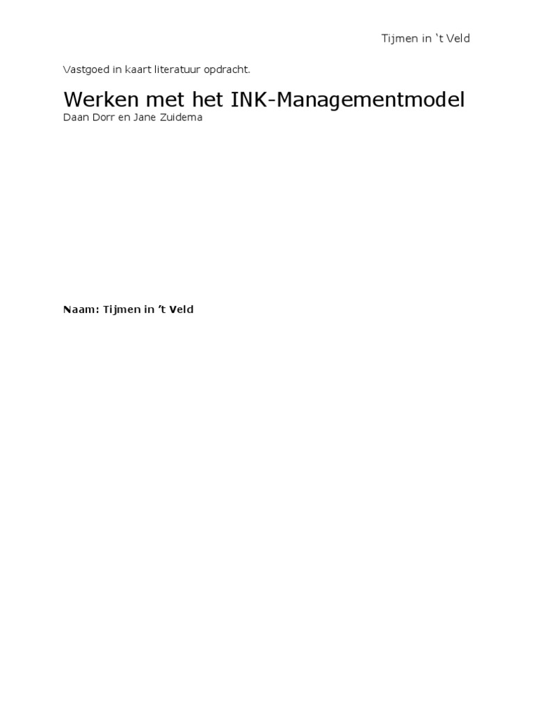 INK Model (Organisatiemodel) | PDF