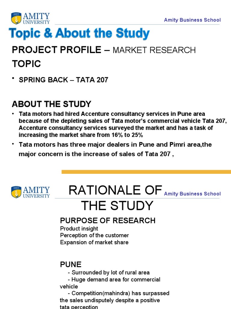 Project Profile - Topic: Market Research | PDF