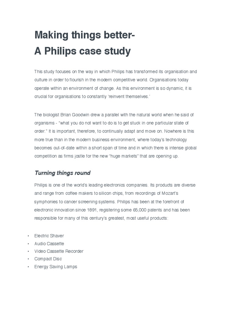A Philips Case Study - Managing People Making Things Better | PDF ...