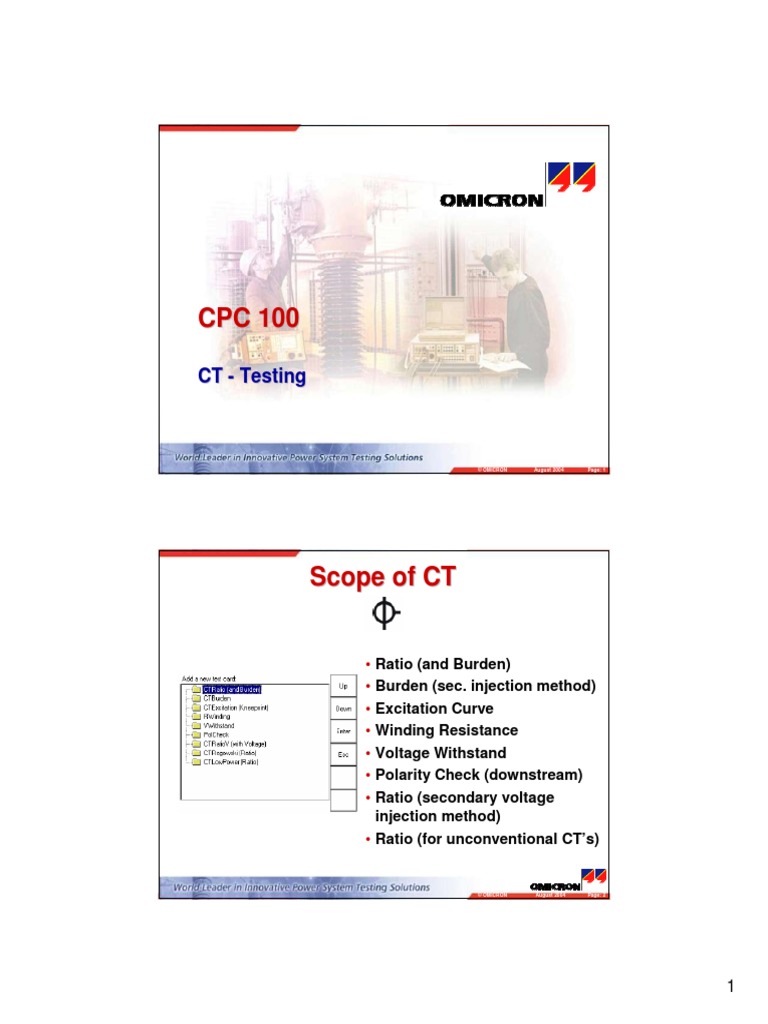 CPC100 (CT Testing) | PDF | Transformer | Physical Quantities