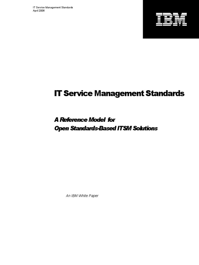 IT Service Management Standards: A Reference Model For Open Standards ...