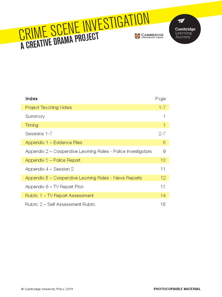 Project Crime Scene Investigation Creative Drama | PDF | Crime Scene ...