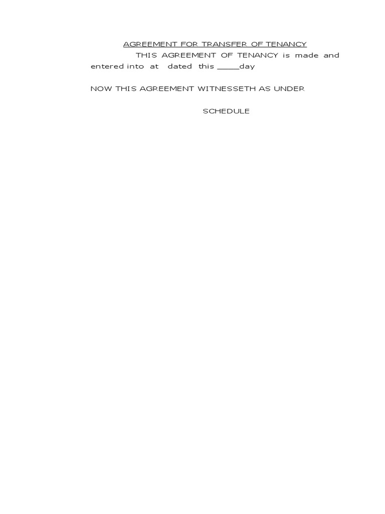 Transfer Tenancy Agreement Template | PDF