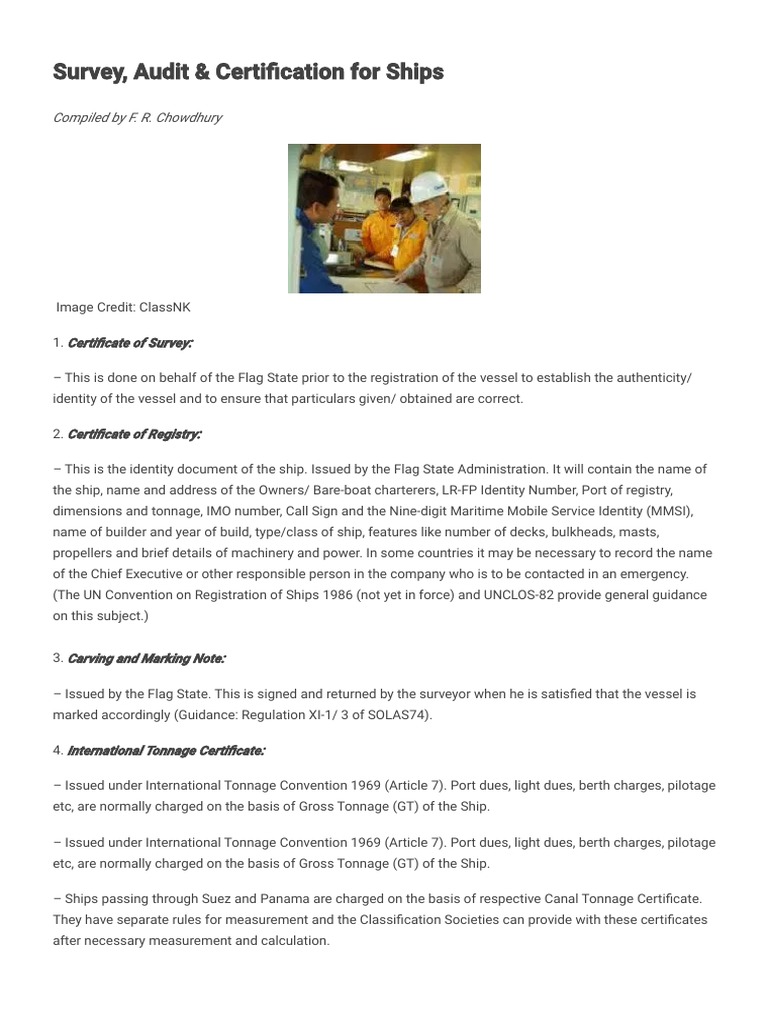 An Overview of Key Certificates and Documents Required for Ship Surveys ...