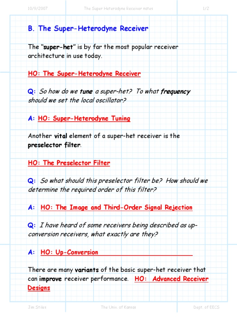 Superheterodyne | PDF | Bandwidth (Signal Processing) | Frequency Modulation