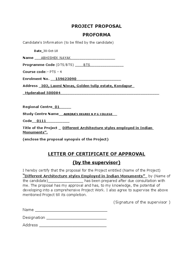 Project Proposal Proforma: Candidate's Information (To Be Filled by The ...
