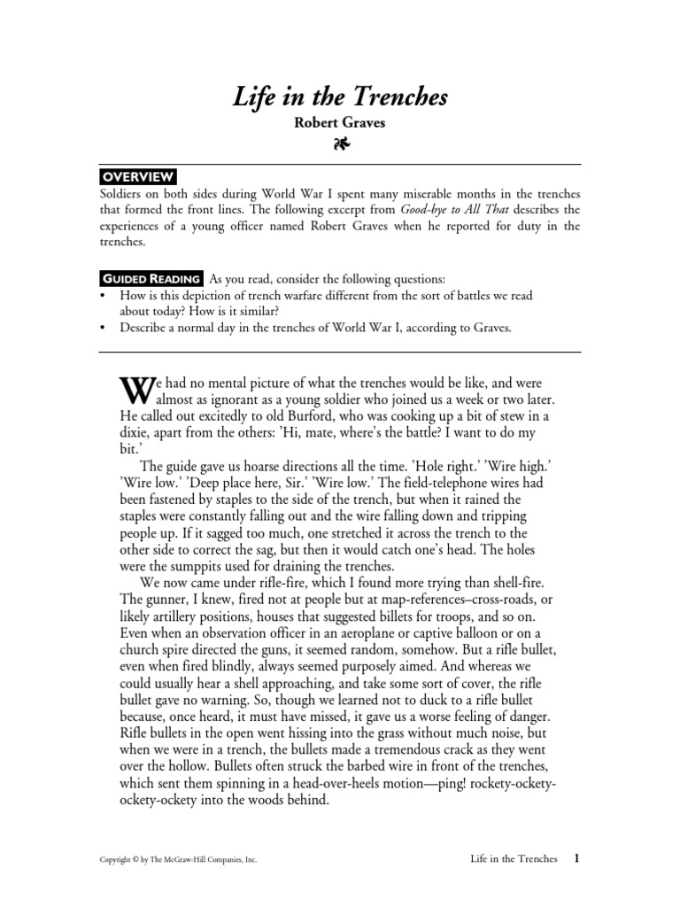Life in The Trenches: Robert Graves | PDF | Trench Warfare | Company ...