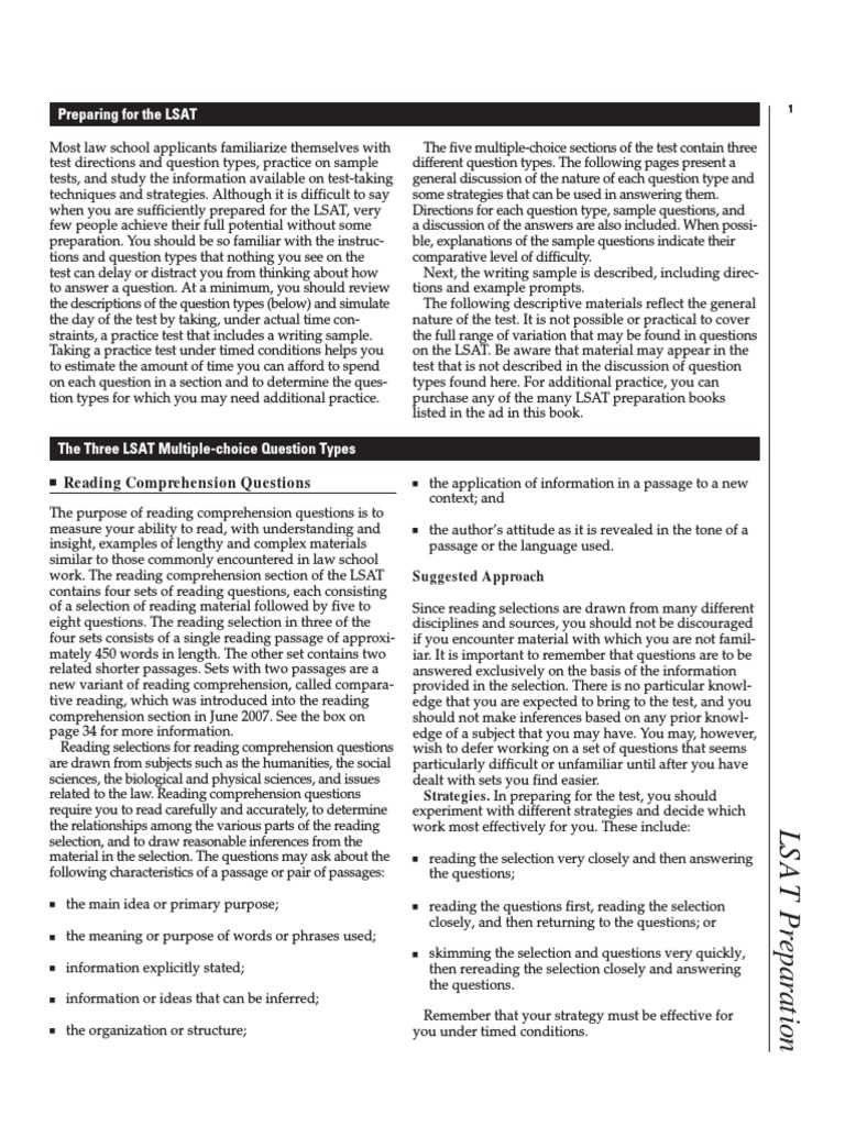 Preparation: Preparing For The LSAT | PDF
