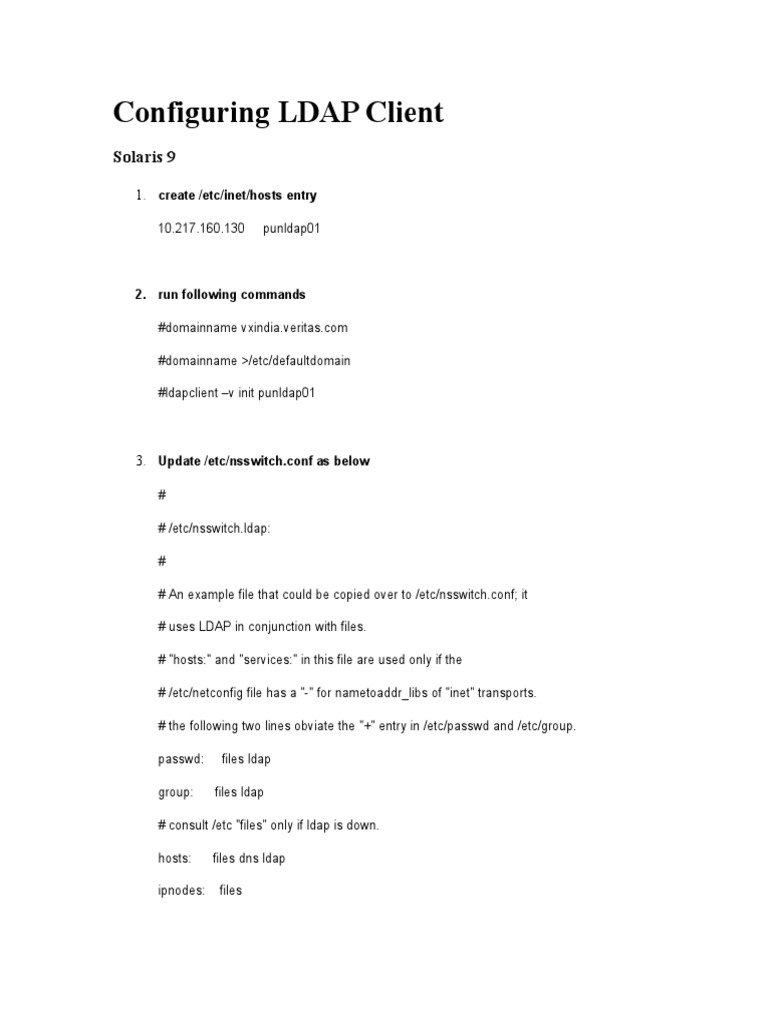 Configuring LDAP Client: Solaris 9 | PDF | I Pv6 | Computer Science