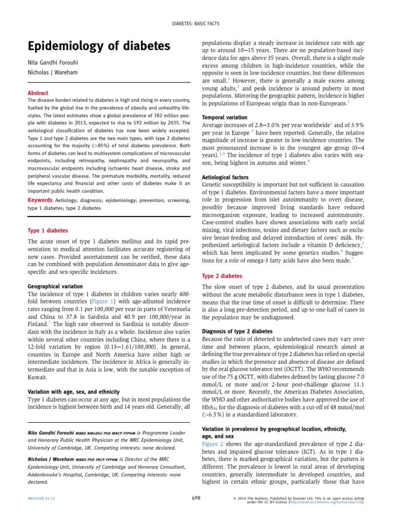 Epidemiology Of Diabetes Mellitus Pdf Diabetes Mellitus Type 2