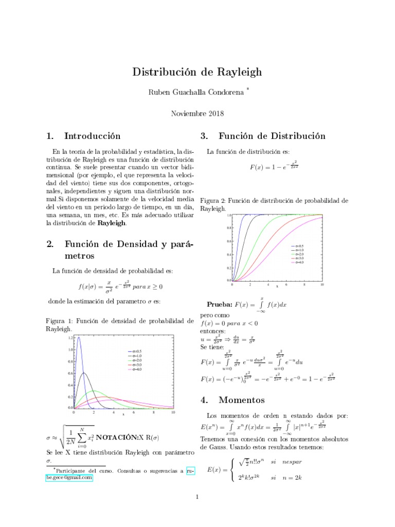 La Distribucion de Rayleigh | Función de densidad de probabilidad ...