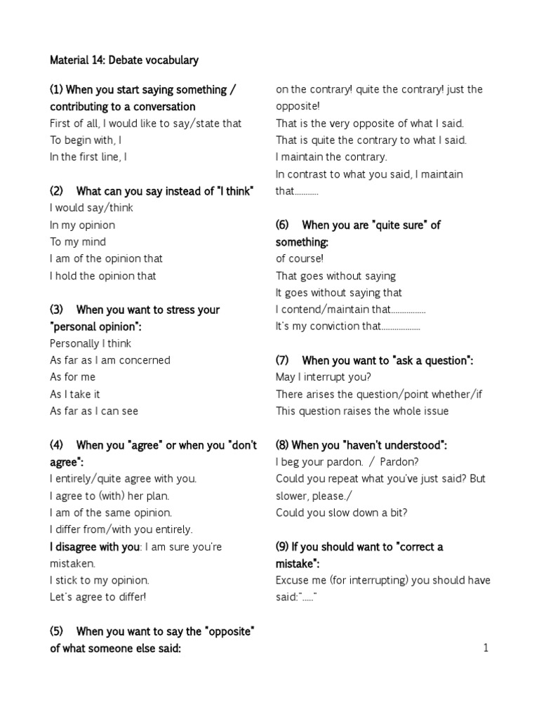 Debate Vocabulary PDF | PDF | Question | Truth