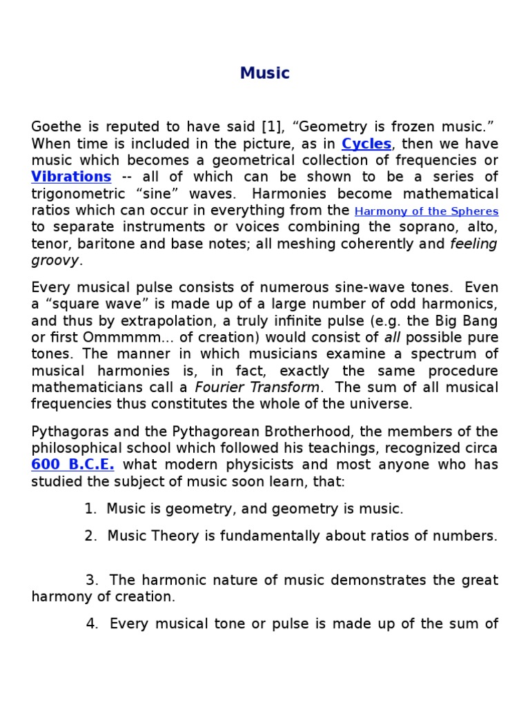 Music (Mathmatical Theory) | PDF | Scale (Music) | Interval (Music)