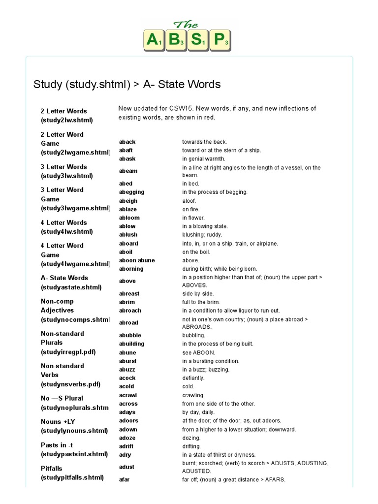 Words - A - State Words | PDF | Grammar | Linguistic Typology