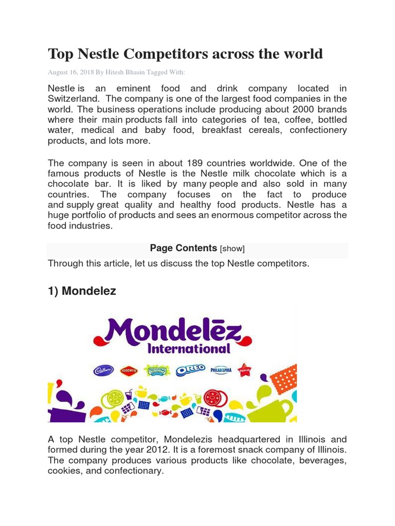 Top Nestle Competitors Across The World | PDF | Chocolate | Nestlé