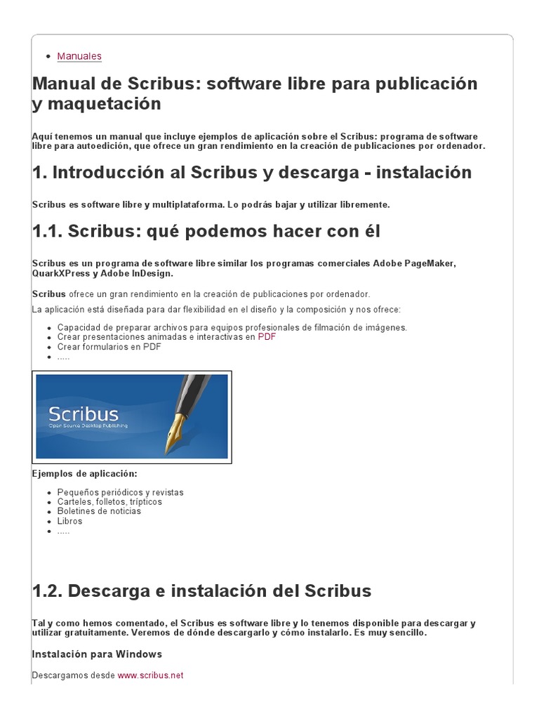 Manual de Scribus | PDF | Ventana (informática) | Diseño gráfico