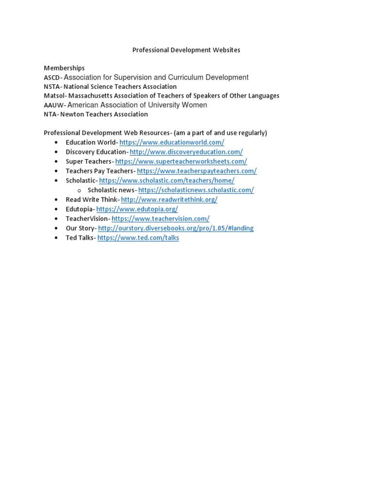 Professional Development Websites | PDF