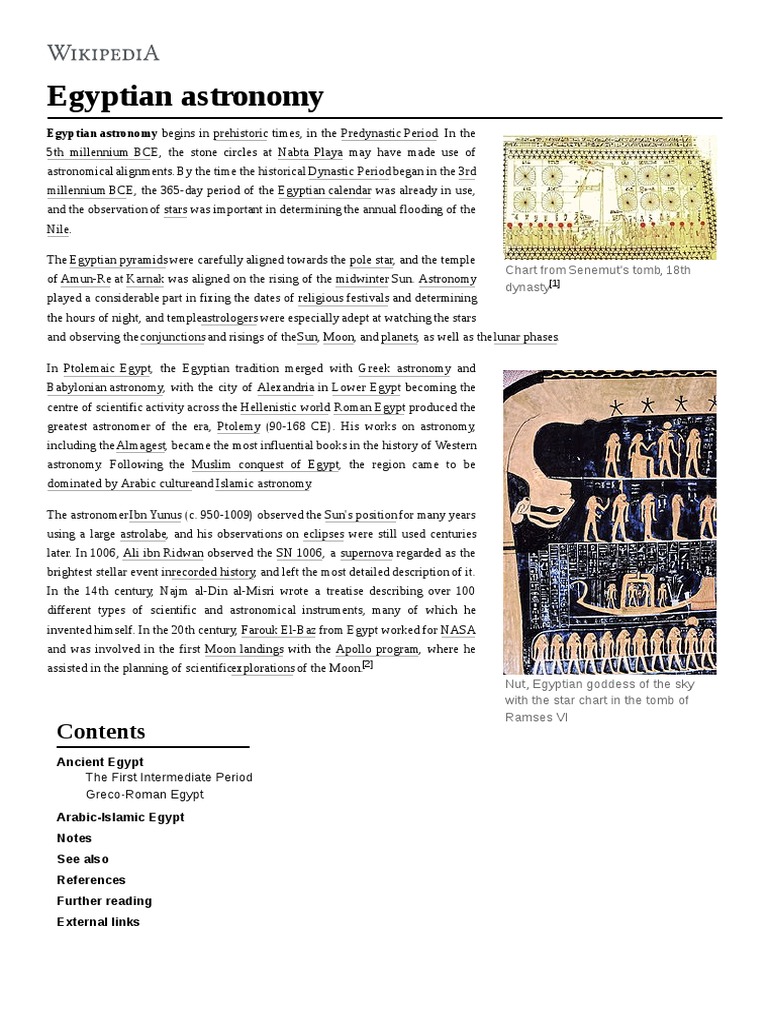 Egyptian Astronomy: Egyptian Astronomy Begins in Prehistoric Times, in ...