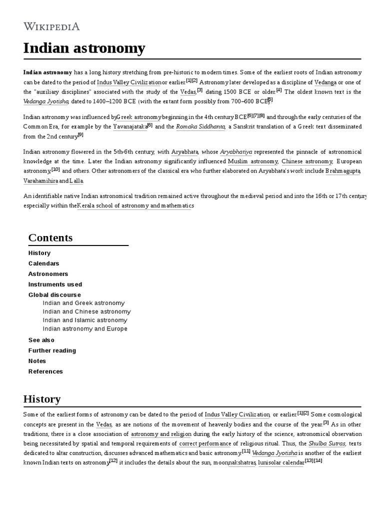 Indian Astronomy | PDF | Ancient Astronomy | Astronomy